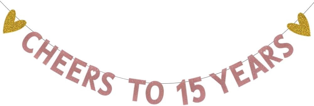 Cheers to 15 Years Banner for 15TH Wedding Anniversary Party Supplies ...