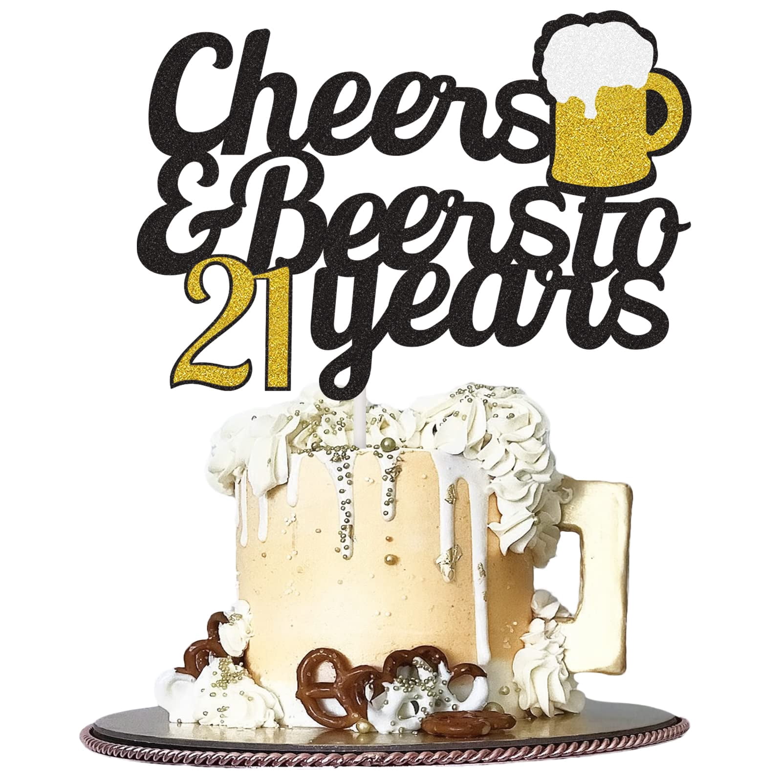 Cheers to 21 FEV6 Years Cake Topper, Happy 21st Birthday Cake Topper, 21th Anniversary Birthday ...