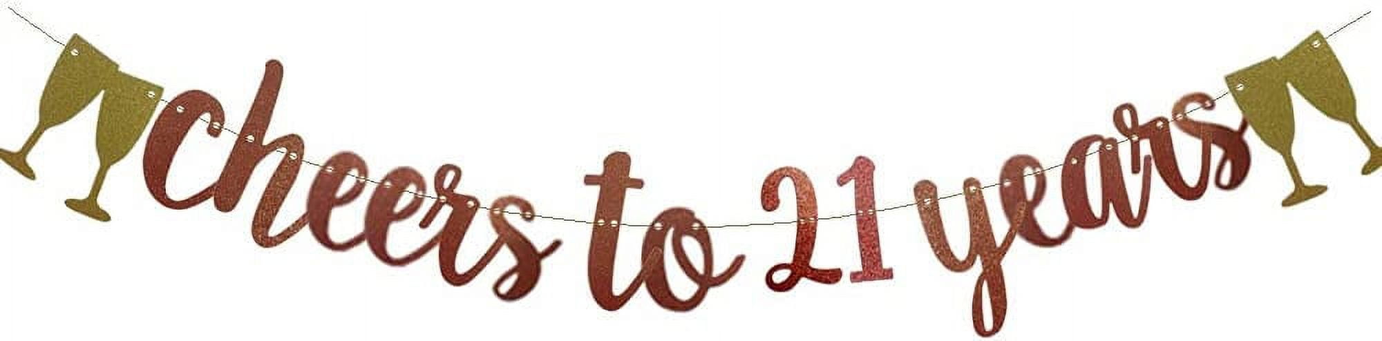 Cheers To 21 Years Banner,, Rose Gold Paper Glitter Party Decorations ...