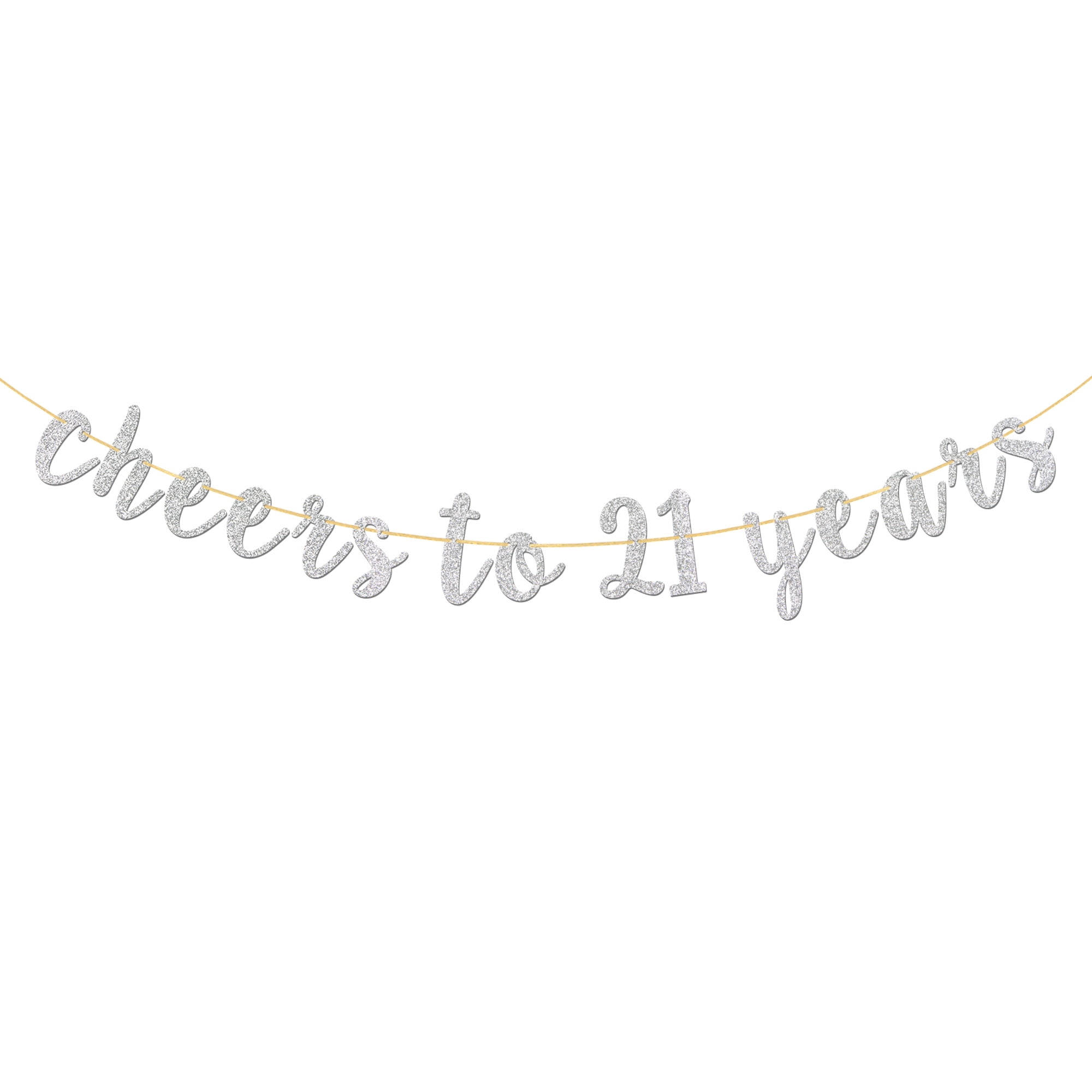 Cheers to 21 Years Banner, Silver Glitter 21st Birthday / Anniversary ...