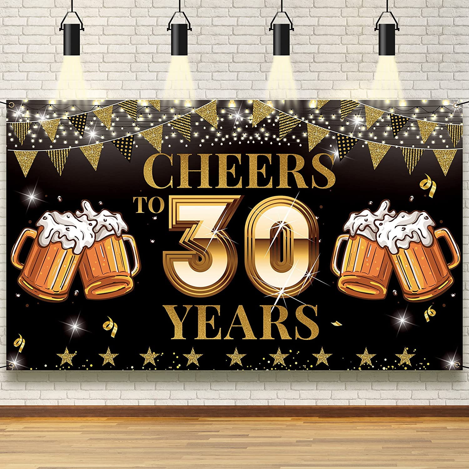 Cheers to 30 Years Backdrop Banner, Happy 30th Birthday Decorations for ...