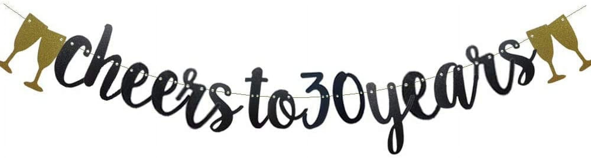 Cheers To 30 Years Banner,, Black Paper Glitter Party Decorations For ...