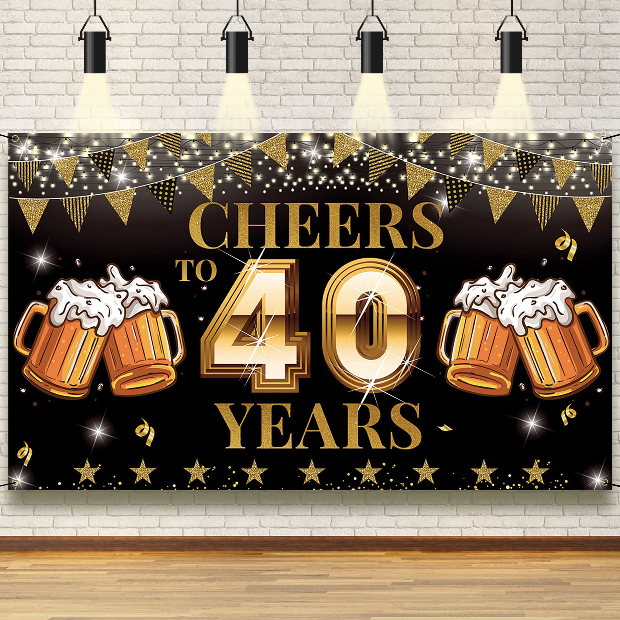 Cheers to 40 Years ZS23 Backdrop Banner, Happy 40th Birthday ...