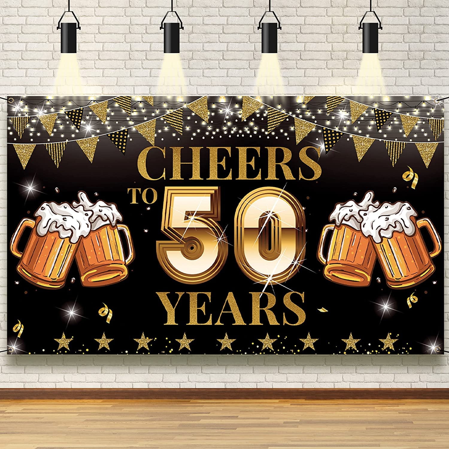 Cheers to 50 Years Backdrop Banner, Happy 50th Birthday Decorations for ...