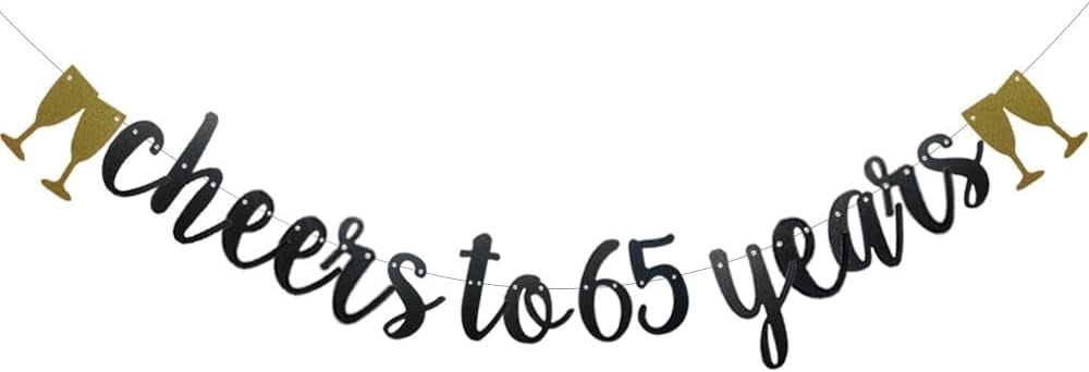 Cheers to 65 Years Banner, Pre-Strung,Black Glitter Paper Garlands ...