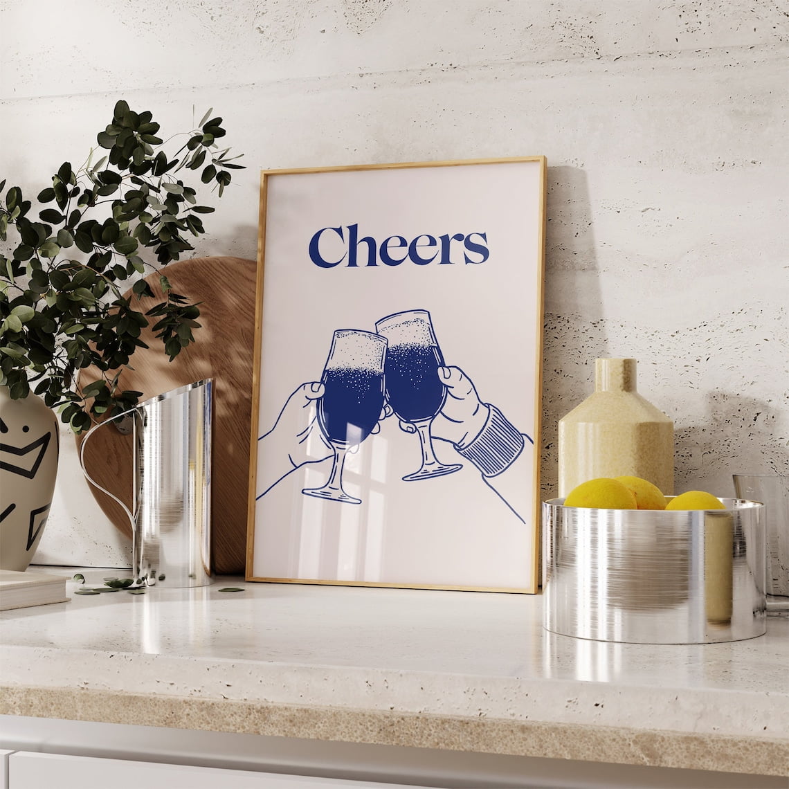 Cheers Art Print-Minimal Bar Cart Art Decor-Trendy Art-Aesthetic Girly Bar Cart Art-Cocktail Art ...