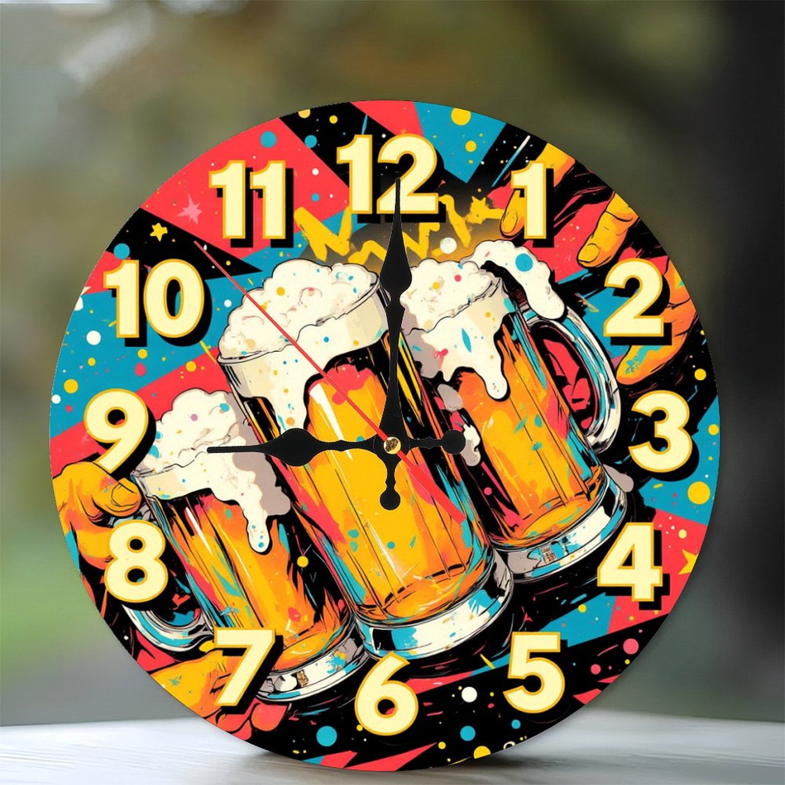 Cheers Beer Mug Clock Wall Art Home Decor 10-Inch Silent Wooden Wall ...