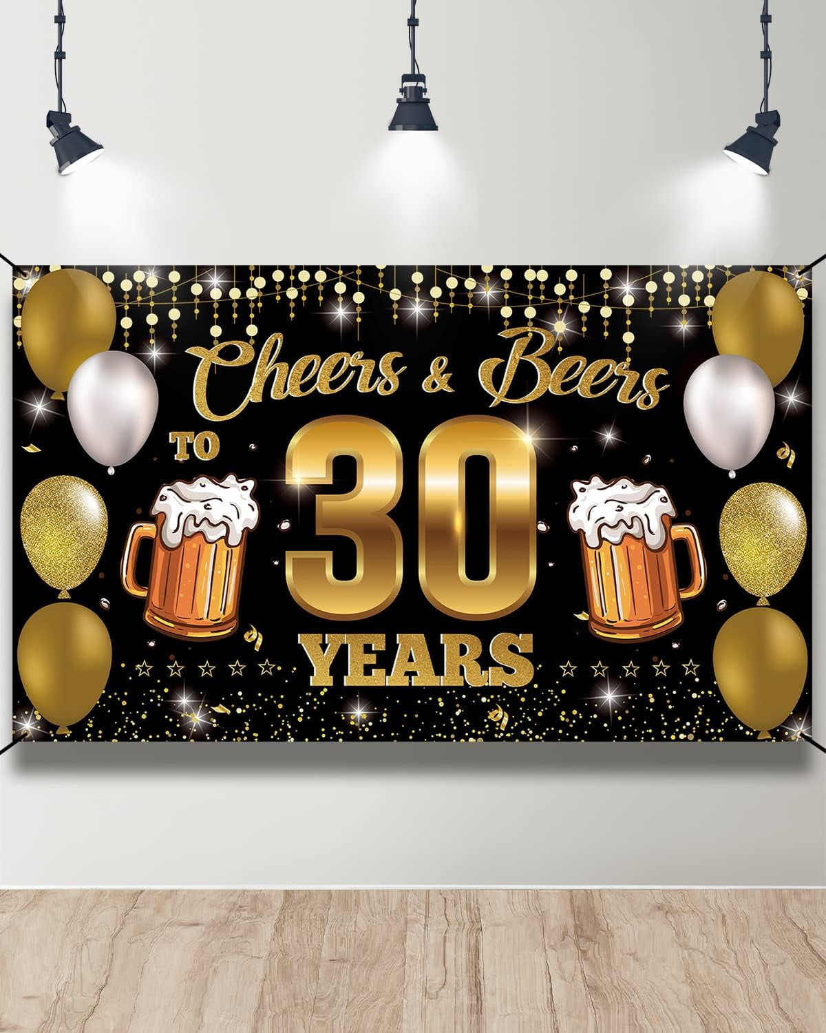 Cheers & Beers to 30 Years Backdrop Banner, Happy 30th Birthday ...
