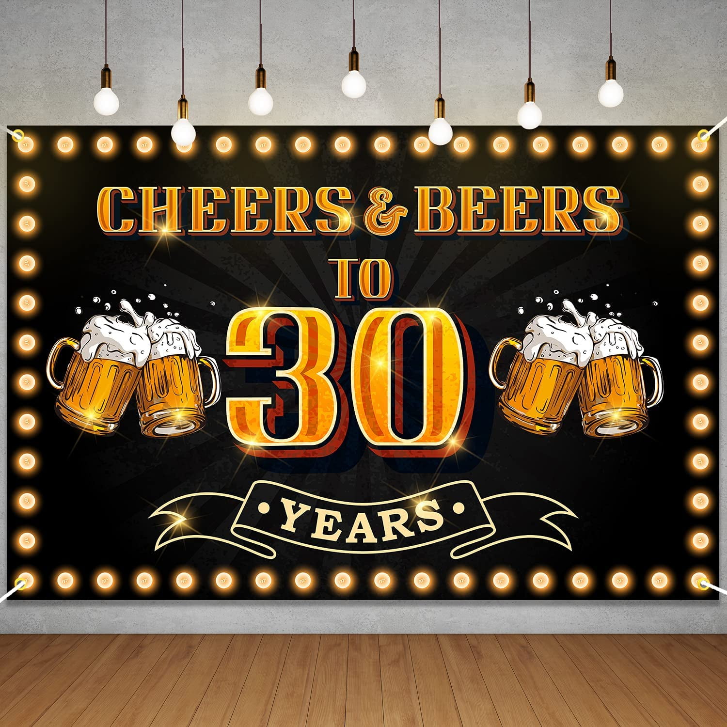 Cheers and Beers to 30 Years Banner Backdrop Happy 30th Birthday ...