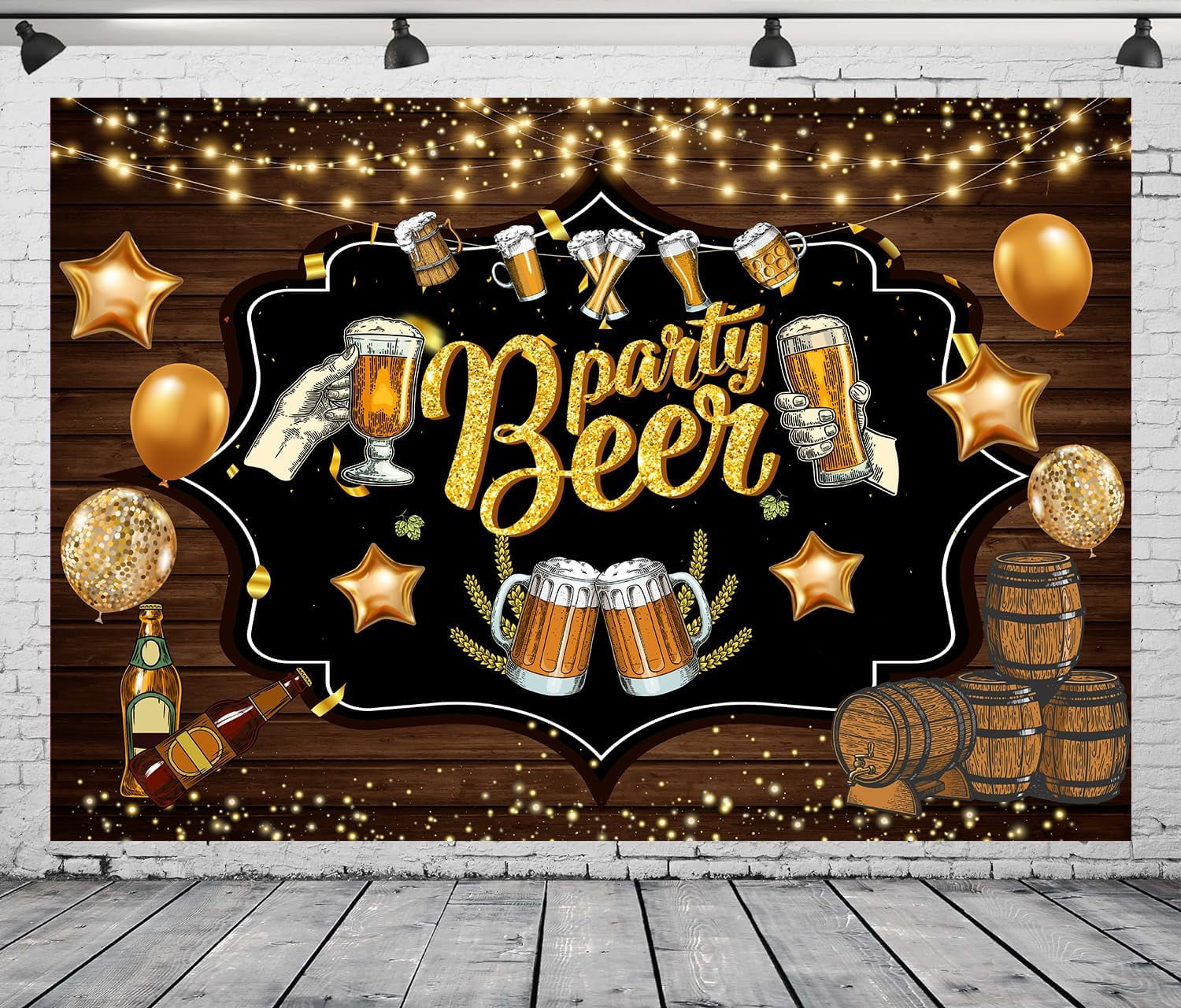 Cheers and Beers Party Backdrop Retro Rustic Wooden Board Photography ...