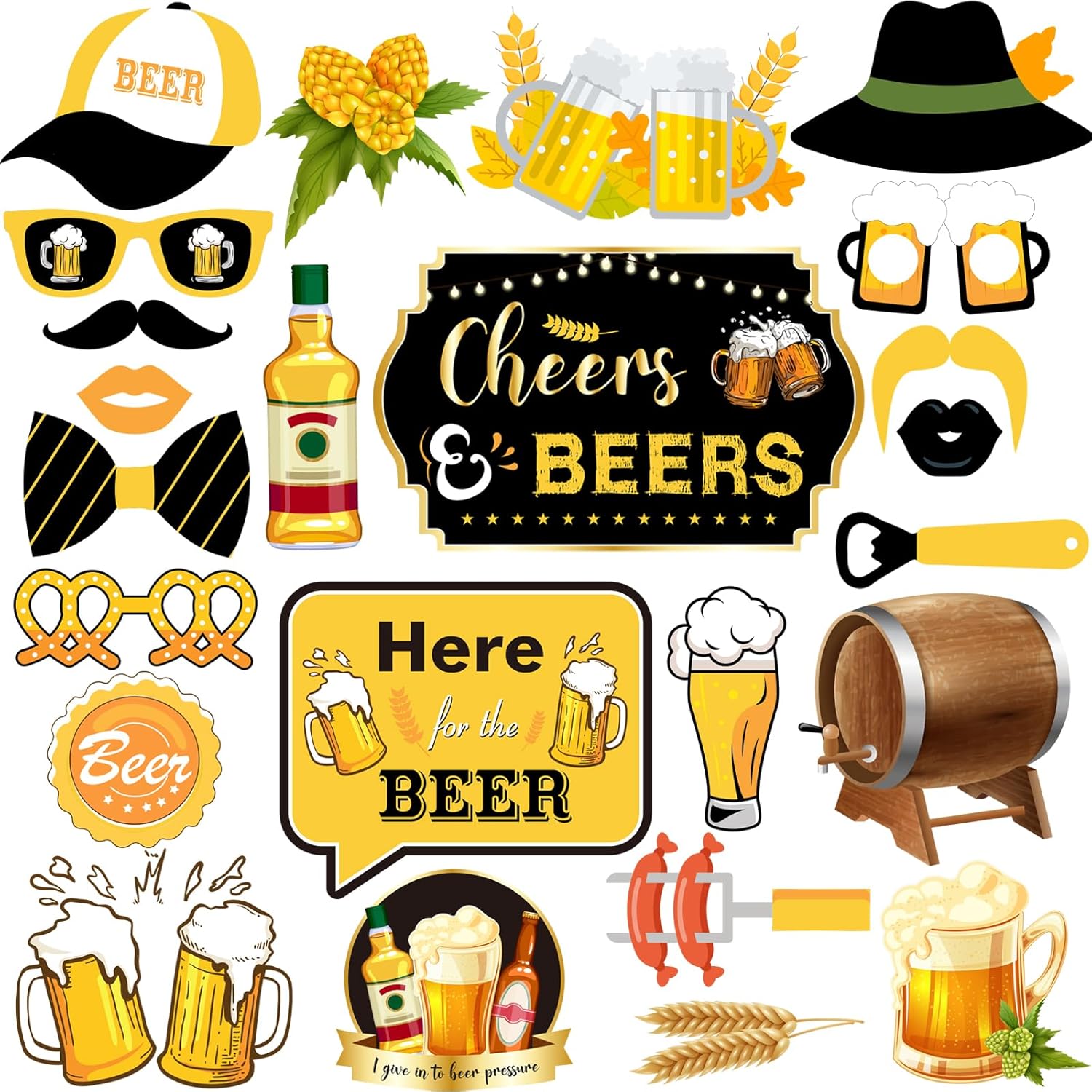Cheers and Beers Party Decorations 24pcs Beer Photo Booth Props Beer ...