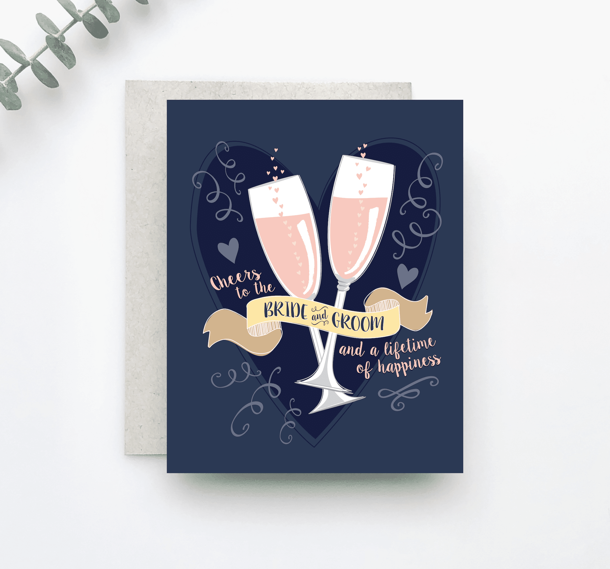Cheers to the Bride and Groom Wedding Card – Elegant Champagne Glass ...