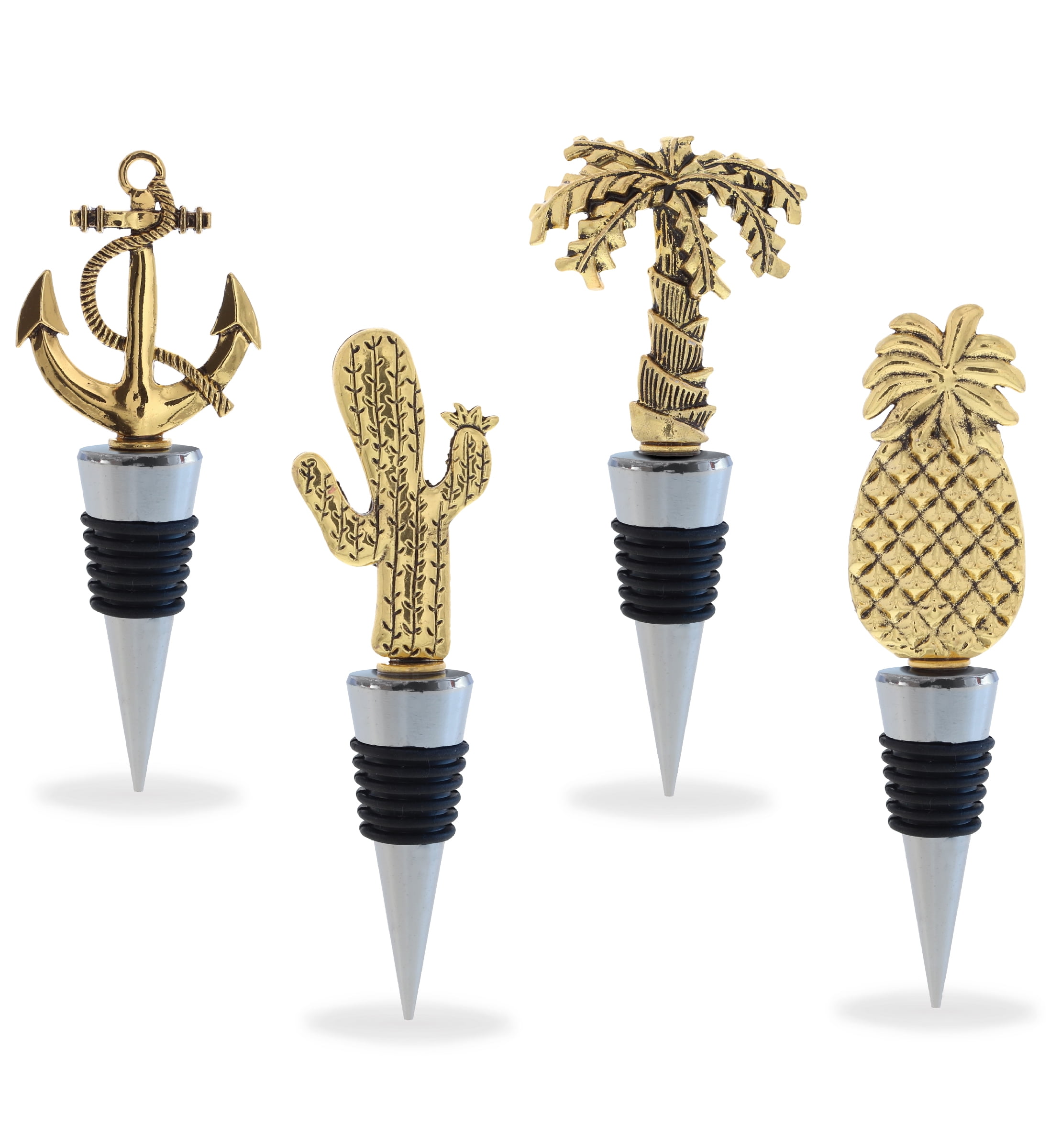 Cheers Cactus, Pineapple, Palm Tree, Anchor Metal Wine Stopper Set of 4 ...