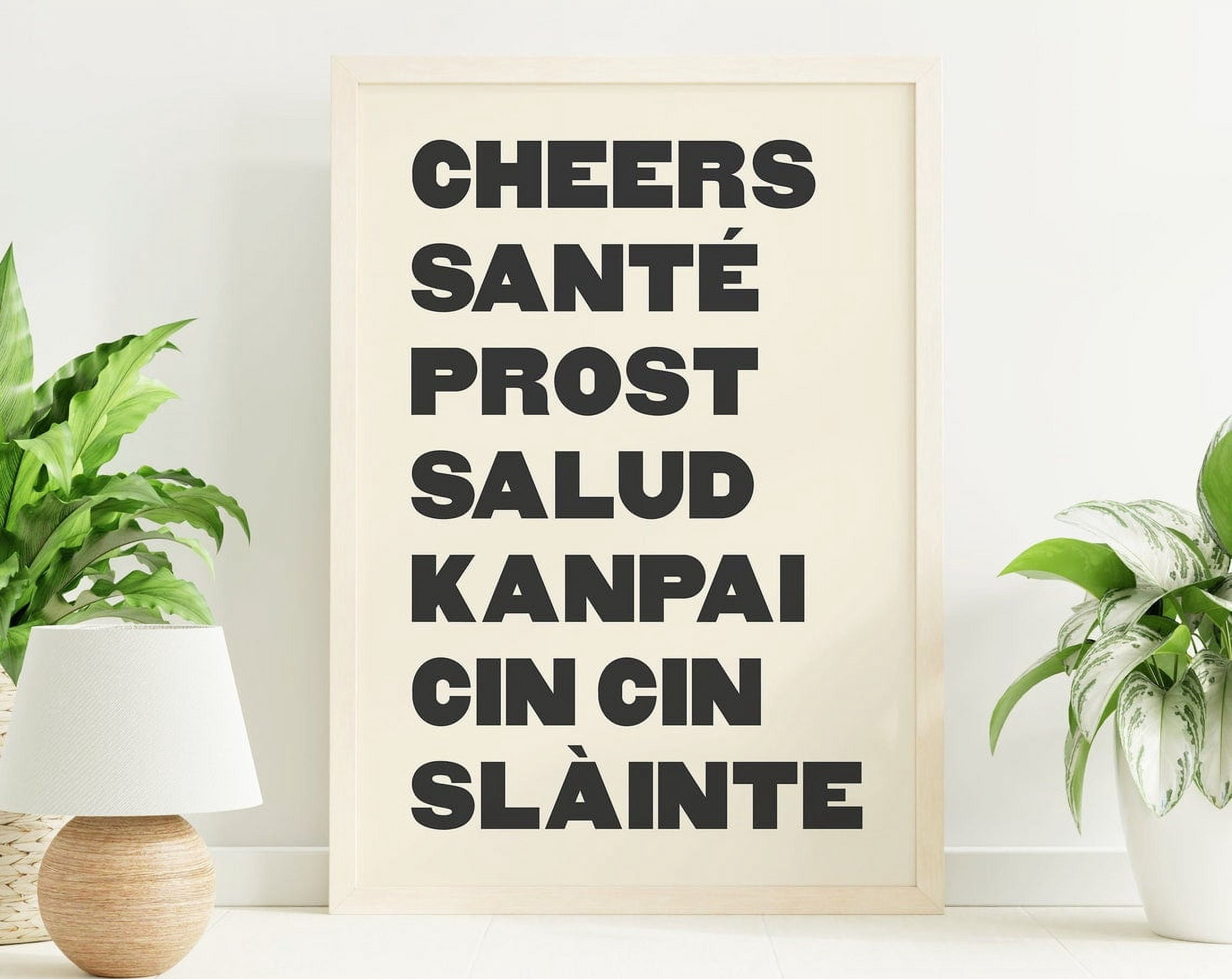 Cheers Cocktail Print Art Cute Black Bar Car Print Pink Cocktail Bar ...