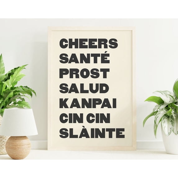 Cheers Cocktail Print Art Cute Black Bar Car Print Pink Cocktail Bar ...