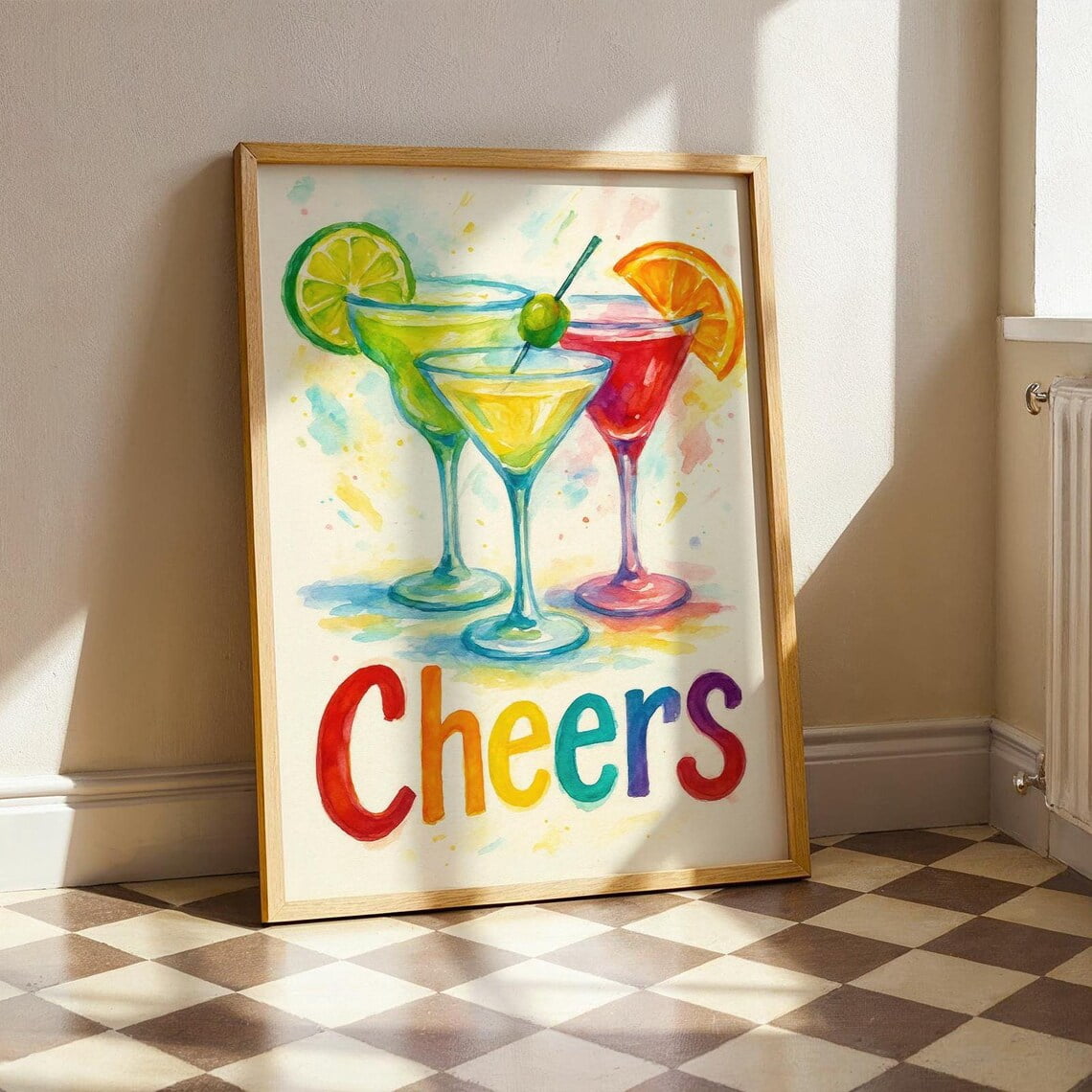 Cheers Cocktail Wall Art Colorful Drink Fun Bar Happy Hour Kitchen ...