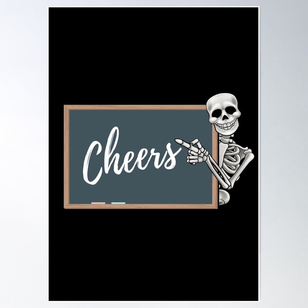 Cheers Crayon Blackboard Skeleton Teacher Poster Wall Art, Modern Wall ...