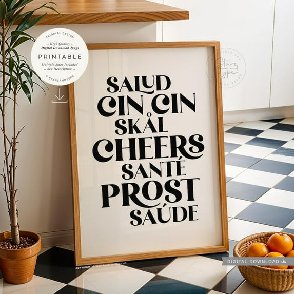 Cheers Different Languages Art, Bar Cart Drinks Trolley, Alcohol Drinks ...