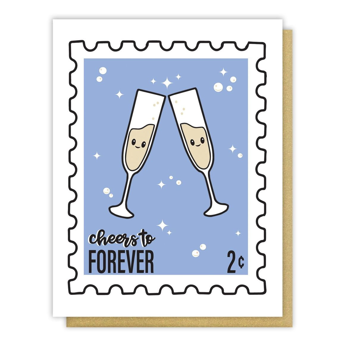 Cheers to Forever Greeting Card – Cute Champagne Flutes Design – Blank ...