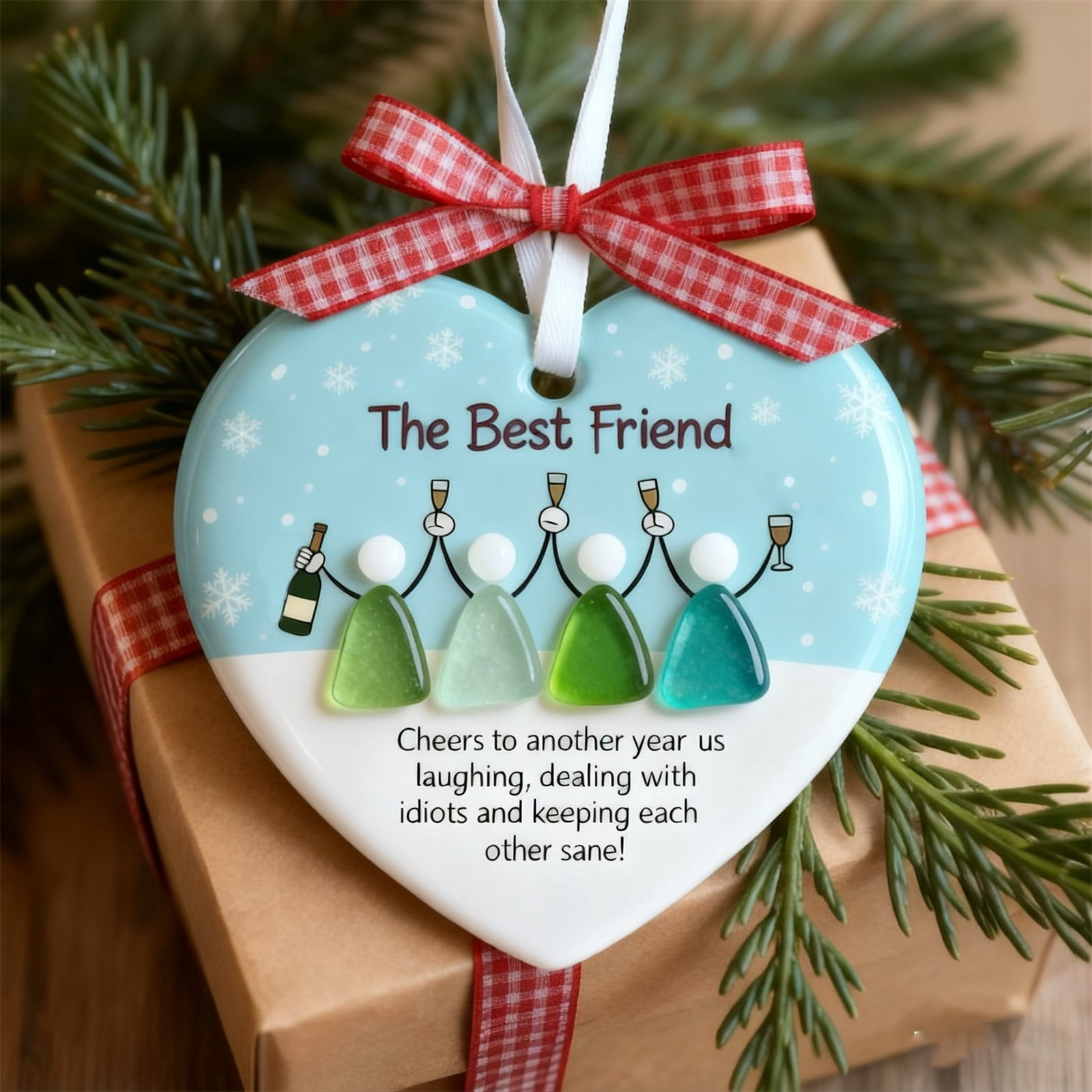Cheers to Friendship Sea Glass Ornament | Heartfelt Message "Cheers to ...