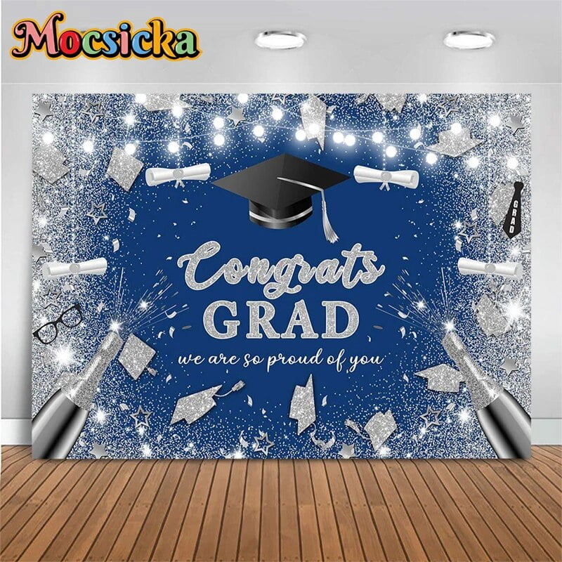Cheers Graduation Backdrop Photography Black Bachelor Cap Gold Balloon ...