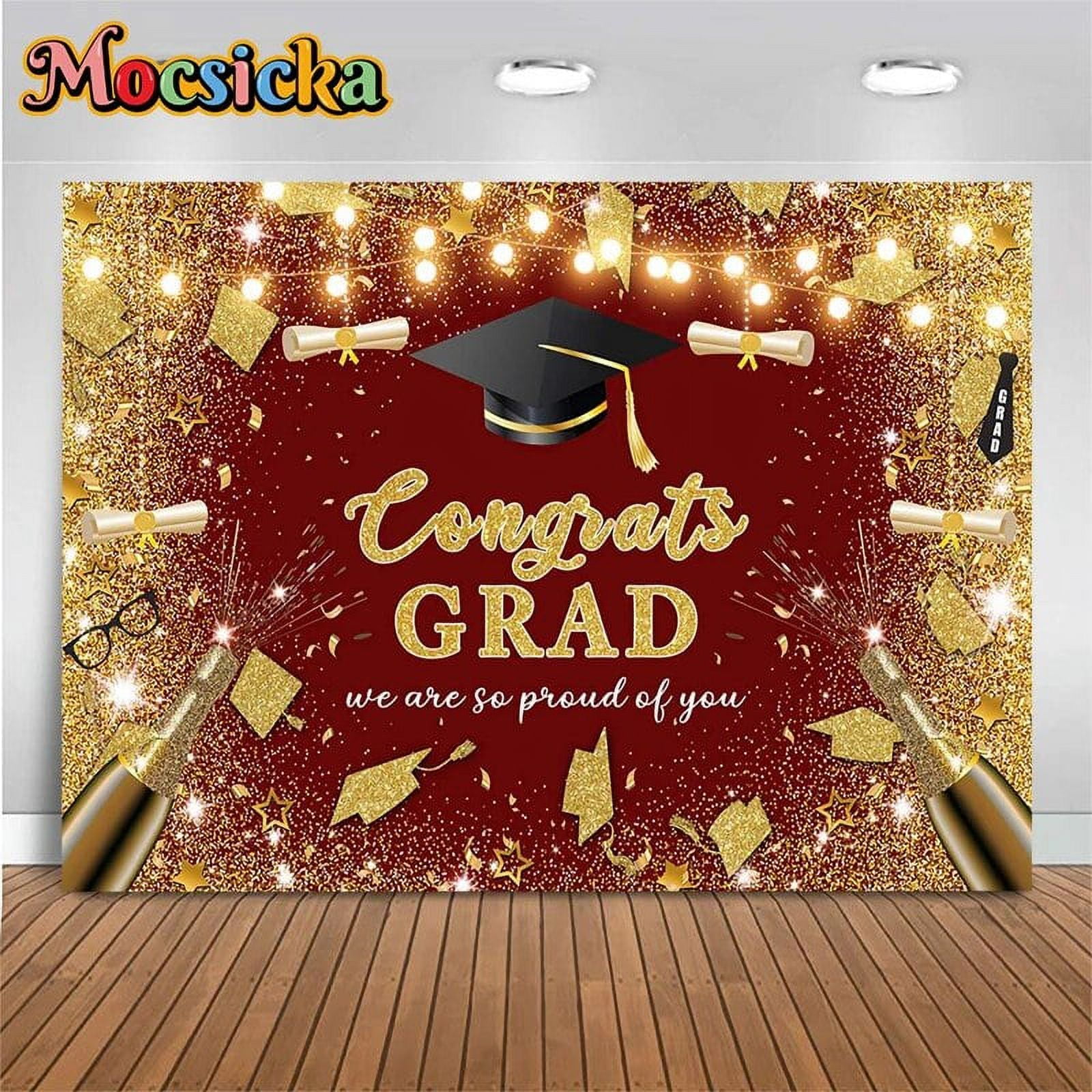 Cheers Graduation Backdrop Photography Black Bachelor Cap Gold Balloon ...