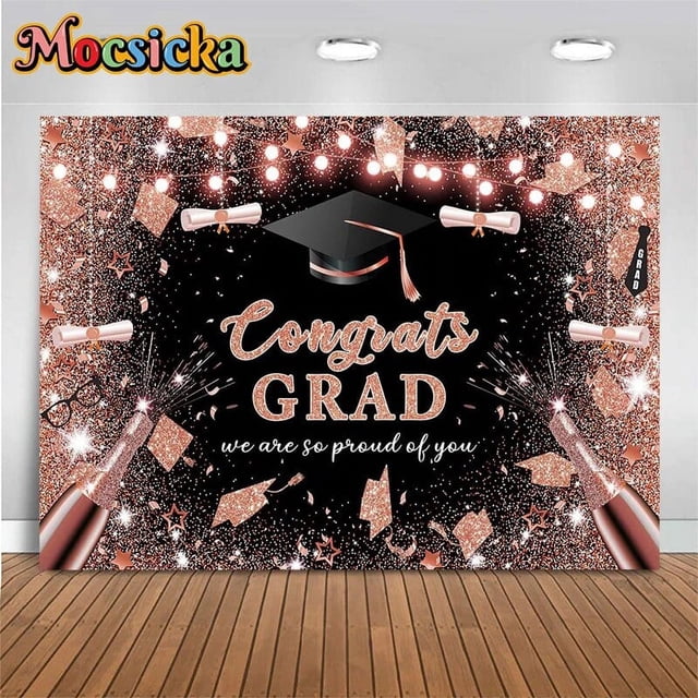 Cheers Graduation Backdrop Photography Black Bachelor Cap Gold Balloon ...