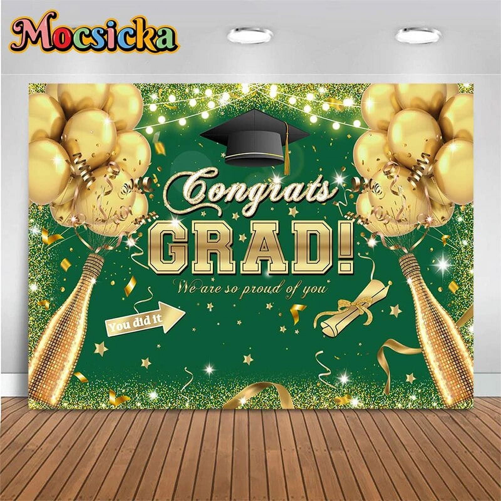 Cheers Graduation Backdrop Photography Black Bachelor Cap Gold Balloon ...