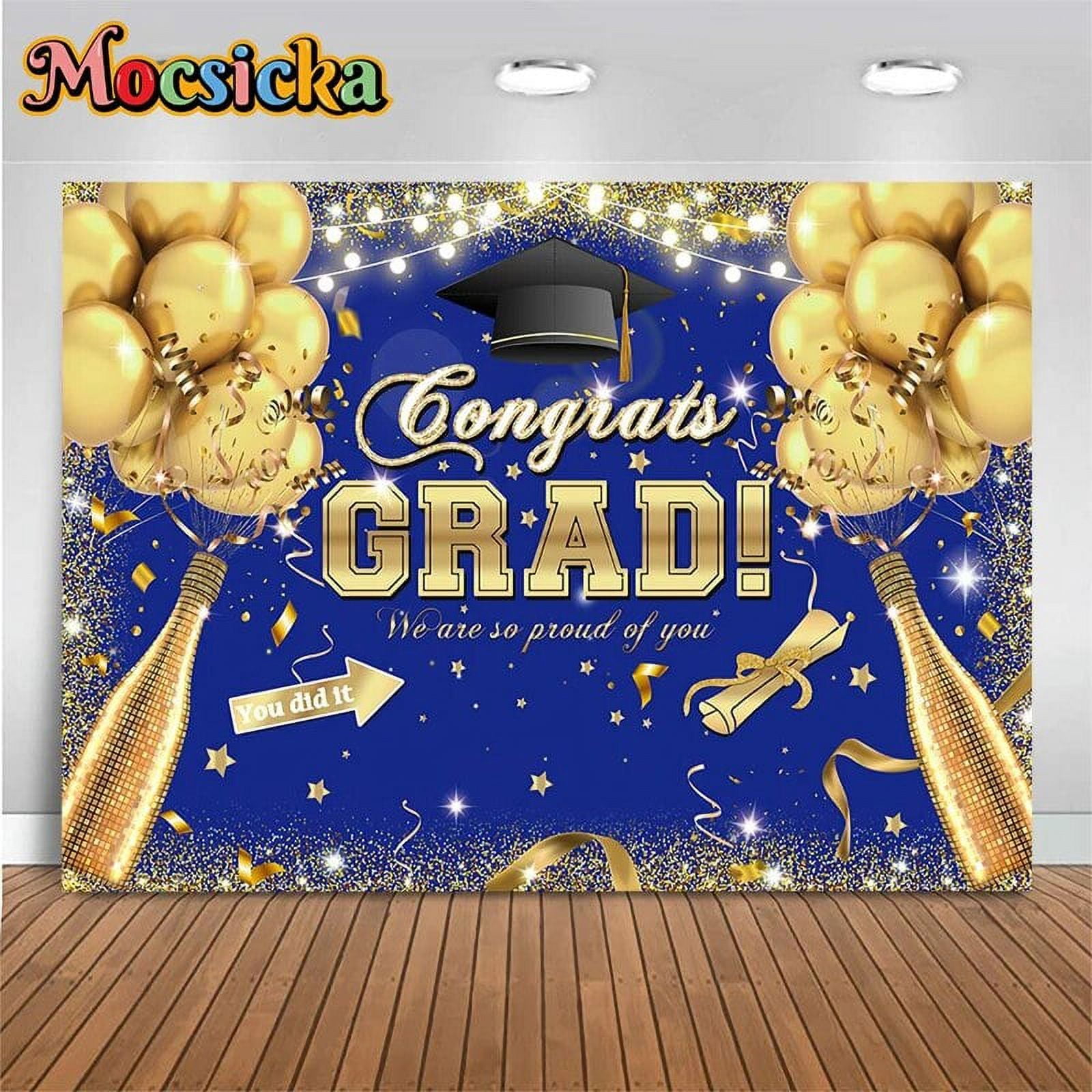 Cheers Graduation Backdrop Photography Black Bachelor Cap Gold Balloon ...