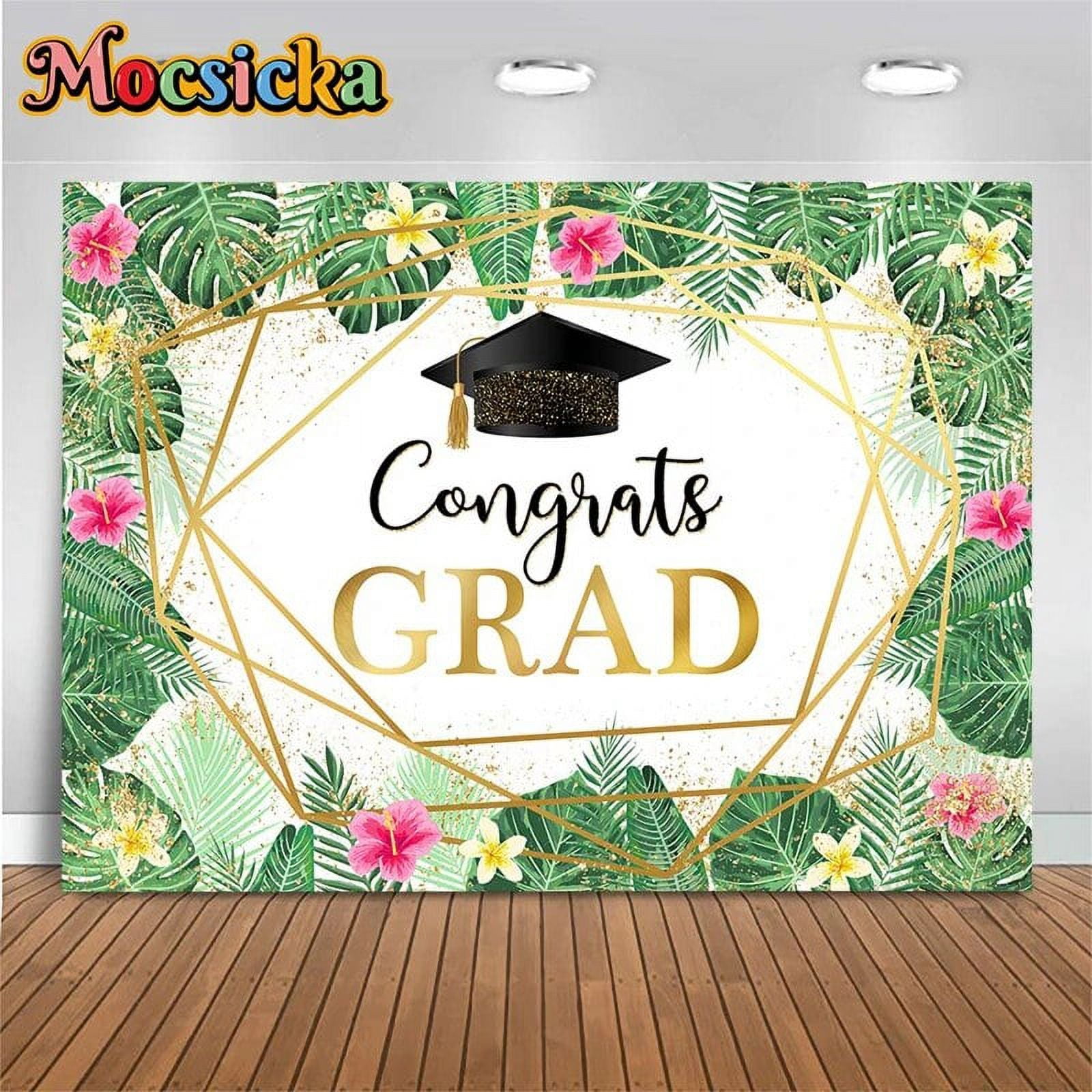 Cheers Graduation Backdrop Photography Black Bachelor Cap Gold Balloon ...