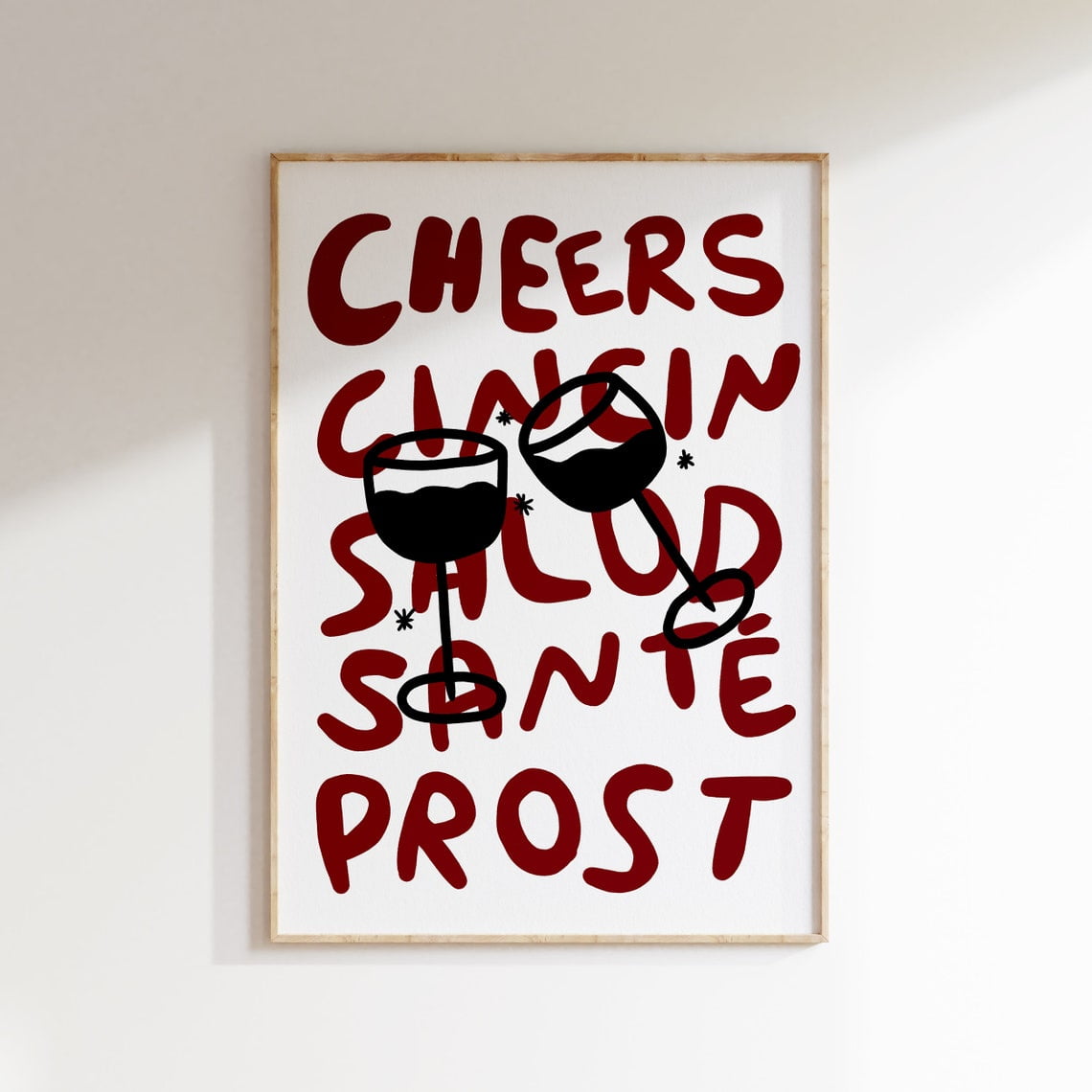 Cheers Hand Drawn Kitchen Print, Retro Drinks Art, Cin Cin Poster, Bar Cart Decor, Wall Art ...