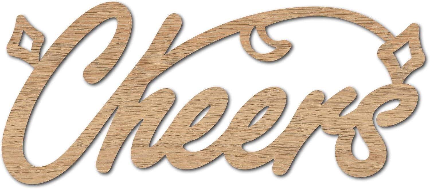 Cheers Laser Cut Wood Letter Sign Wall Decor Cutouts Unfinished Wooden ...