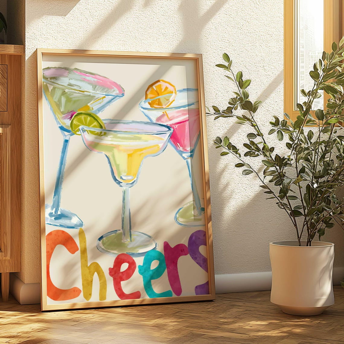 Cheers Martini Poster Martini Wall Art Watercolor Print Martini Print ...