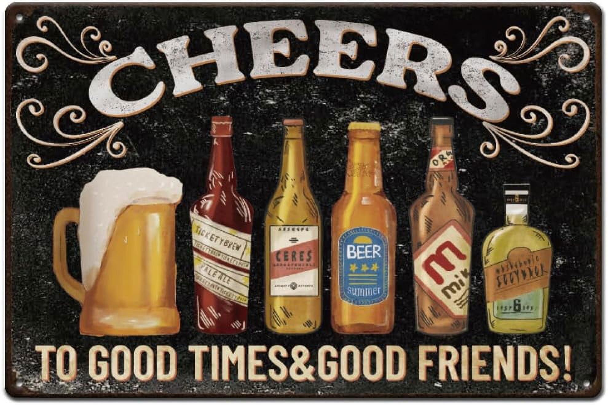 Cheers Metal Tin Signs Vintage Home Bar Decor Pub Beer Cheers Retro ...