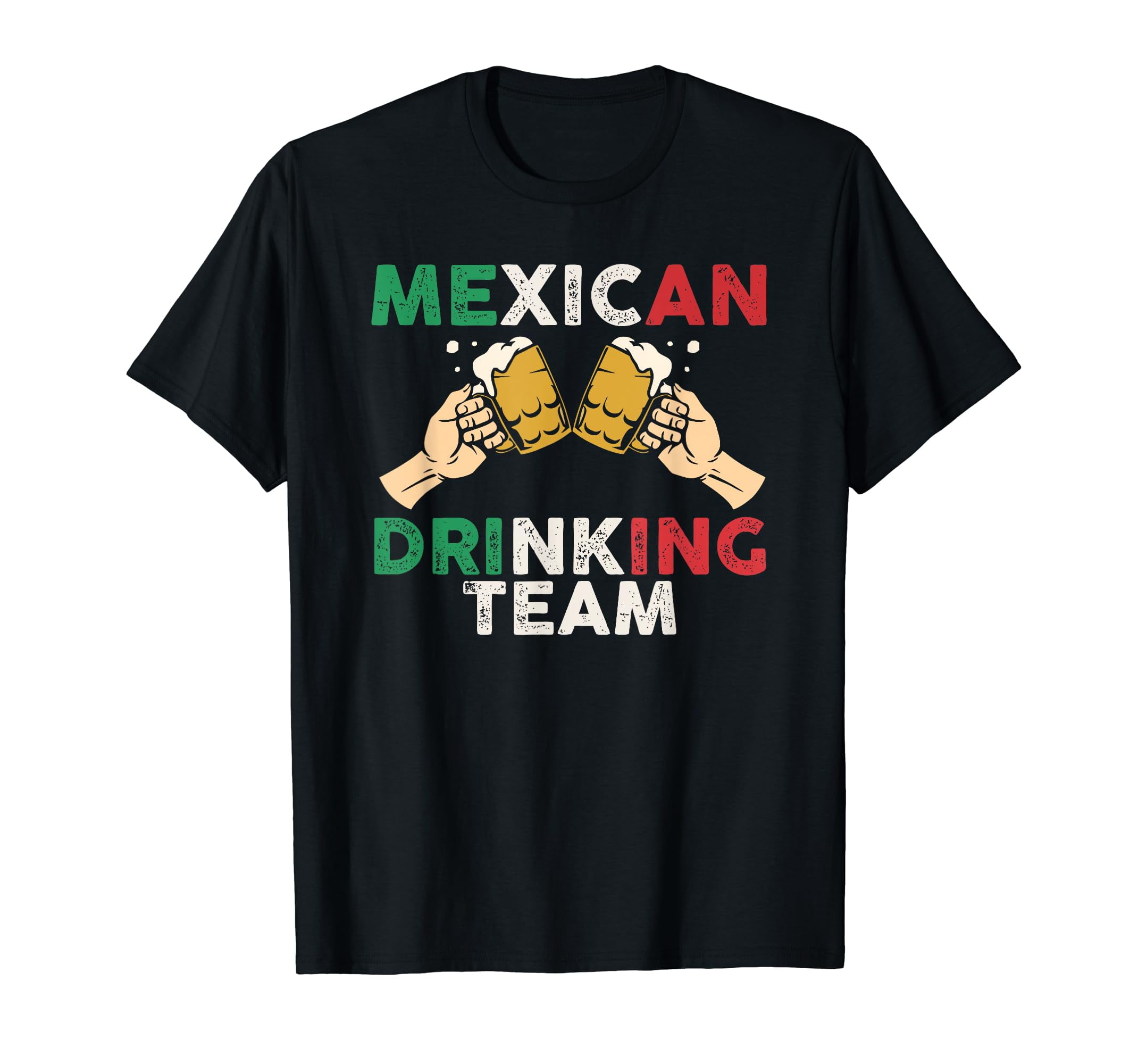Cheers Mexican Drinking Team Funny Mexico Flag Beer Mugs T-Shirt ...