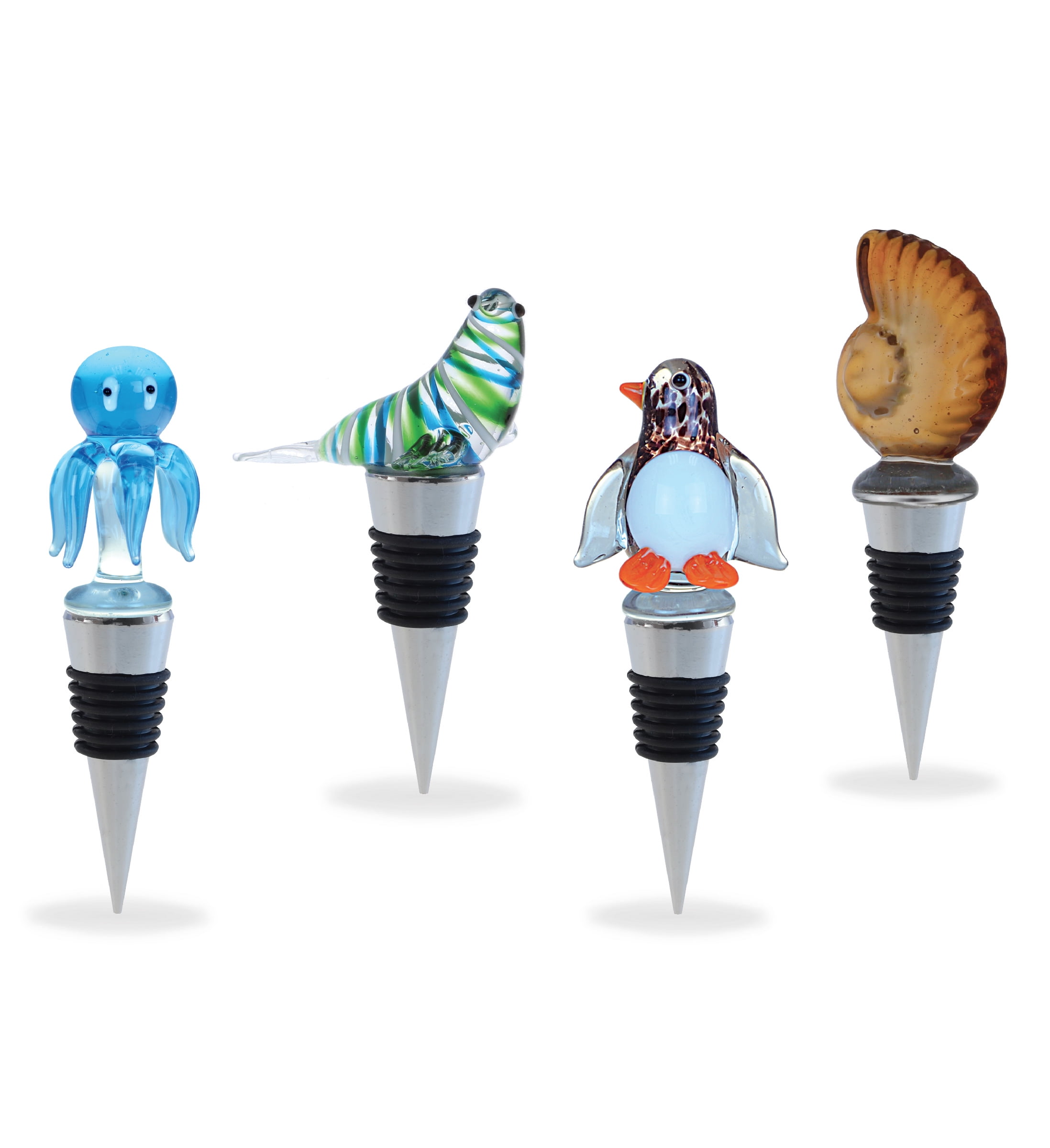 Cheers Nautilus Sea Shell, Seal, Penguin, Octopus Glass Wine Stopper ...
