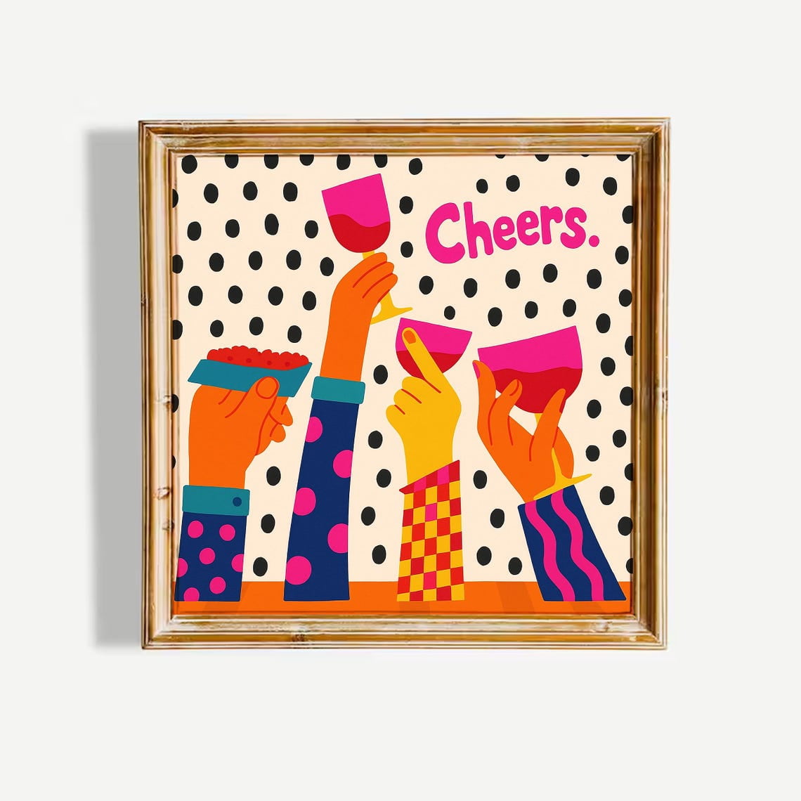 Cheers Poster – Colorful Party Wall Art With Retro Pop Design, Unframed ...