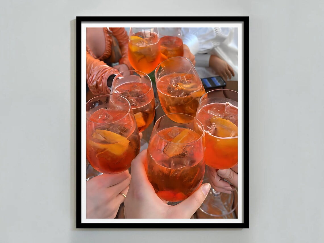 Cheers Print, Aperol Spritz Poster, Cocktail Wall Art, Bar Cart Print ...