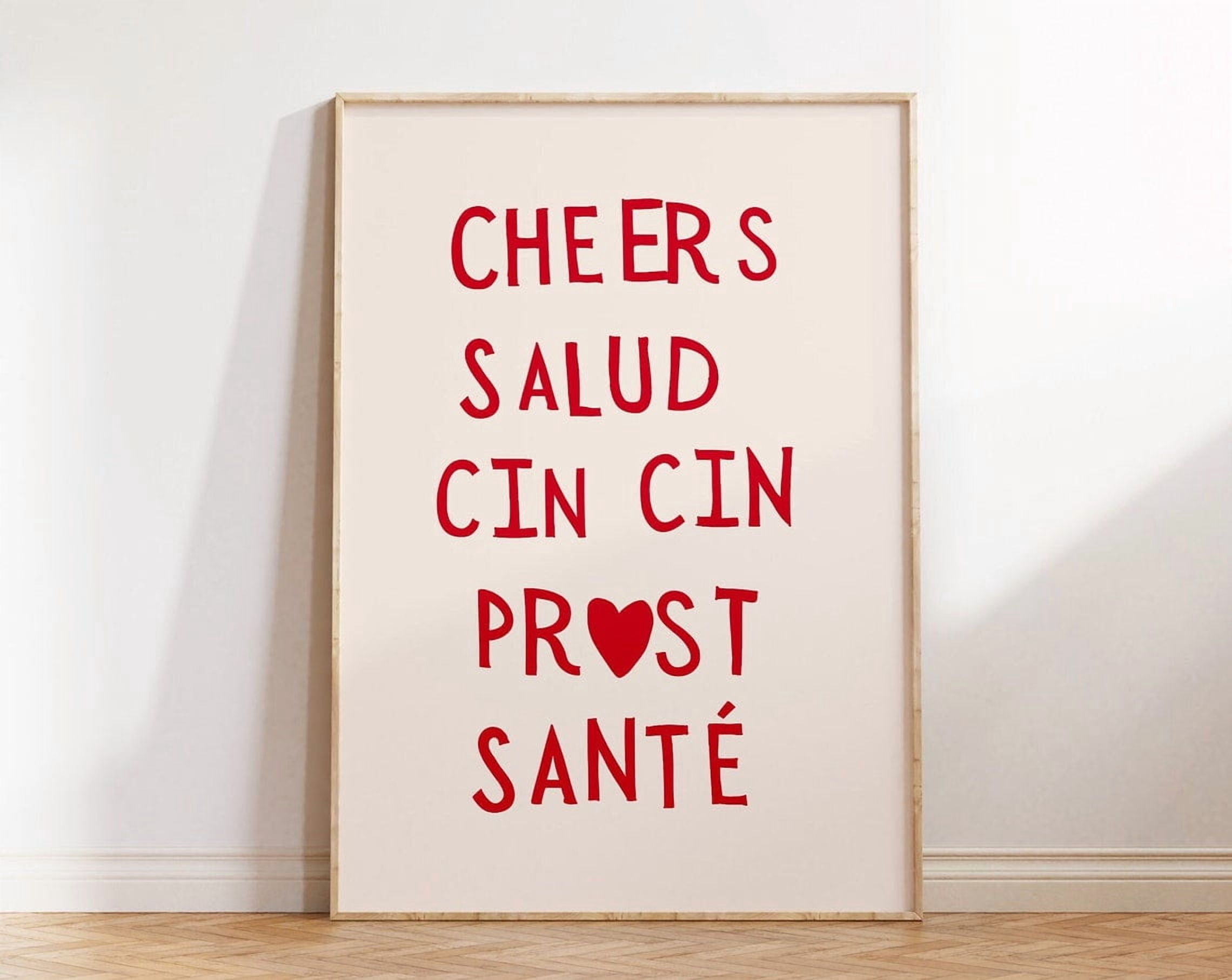 Cheers Print Bar CArt Cheers In Different Languages Poster Cute Kitchen ...