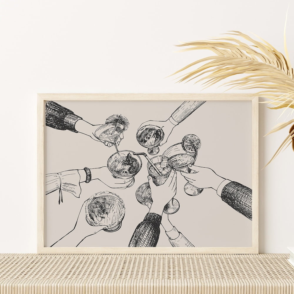 Cheers Print, Bar Cart Print, Cheers Wall Art, Cheers Sign, Cocktail ...