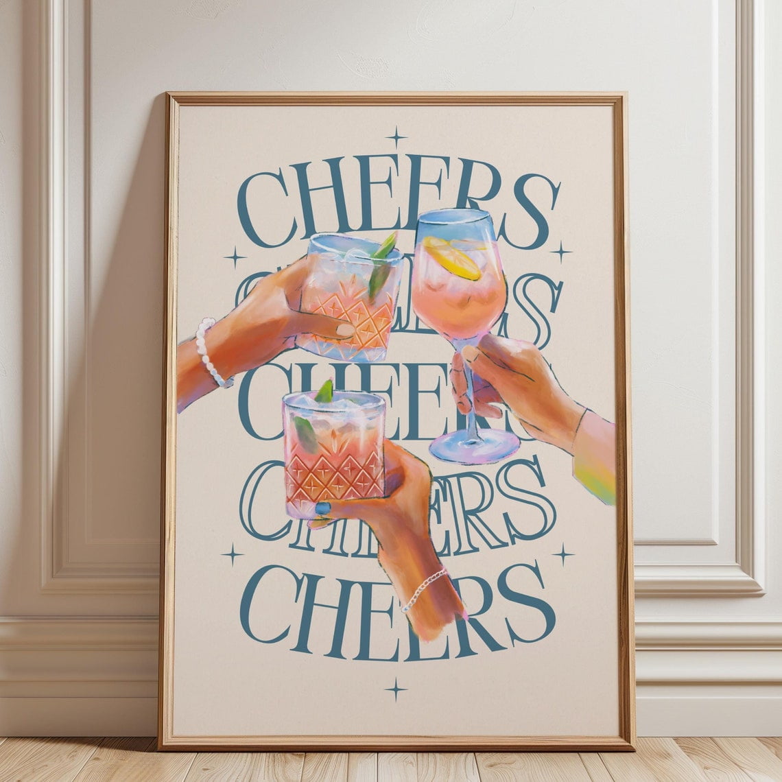 Cheers Print Bar Cart Wall Decor • Retro Cocktail Drink Wall Art • New Home Gift • Minimalist ...