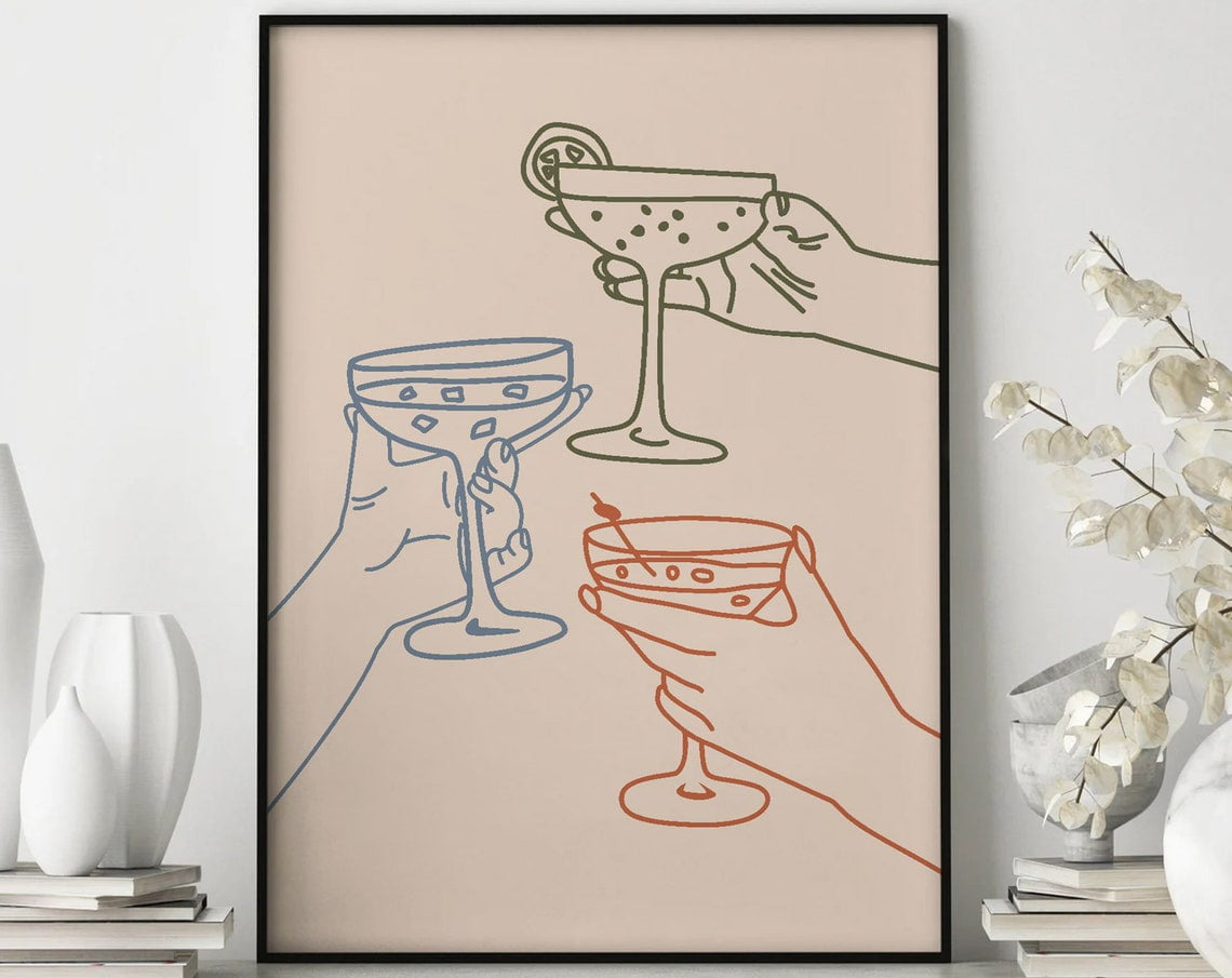 Cheers Print, Cheers Sign, Bar Cart Wall Decor, Cheers Wall Art, Bar Cart Poster, Bar Cart ...