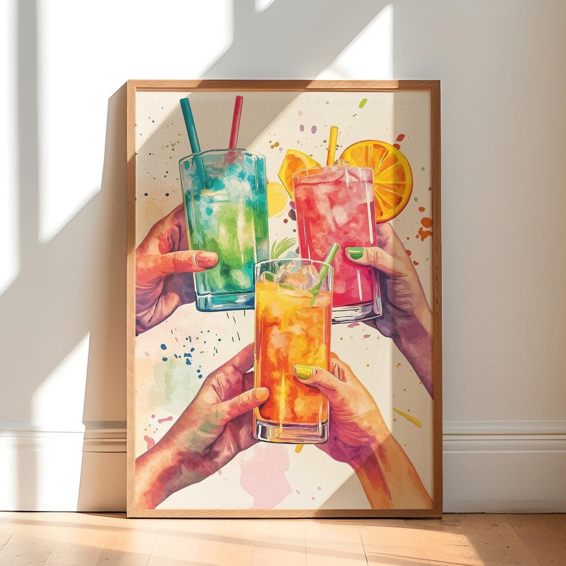Cheers Print, Cocktail Wall Decor, Bartender, Group Greeting Party Art ...