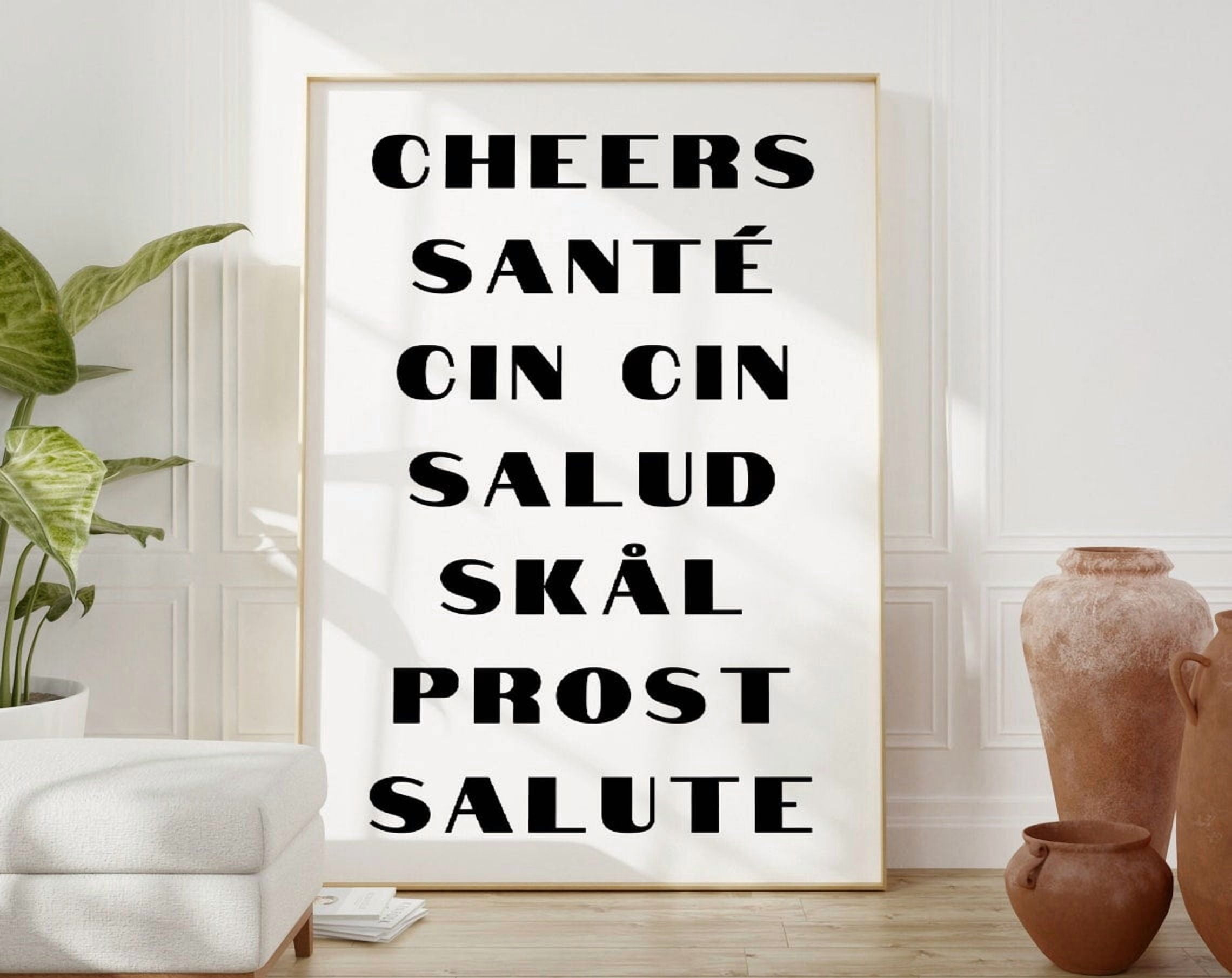 Cheers Print Trendy Wall Art Bar Cart Poster Kitchen Decor Cin Cin ...