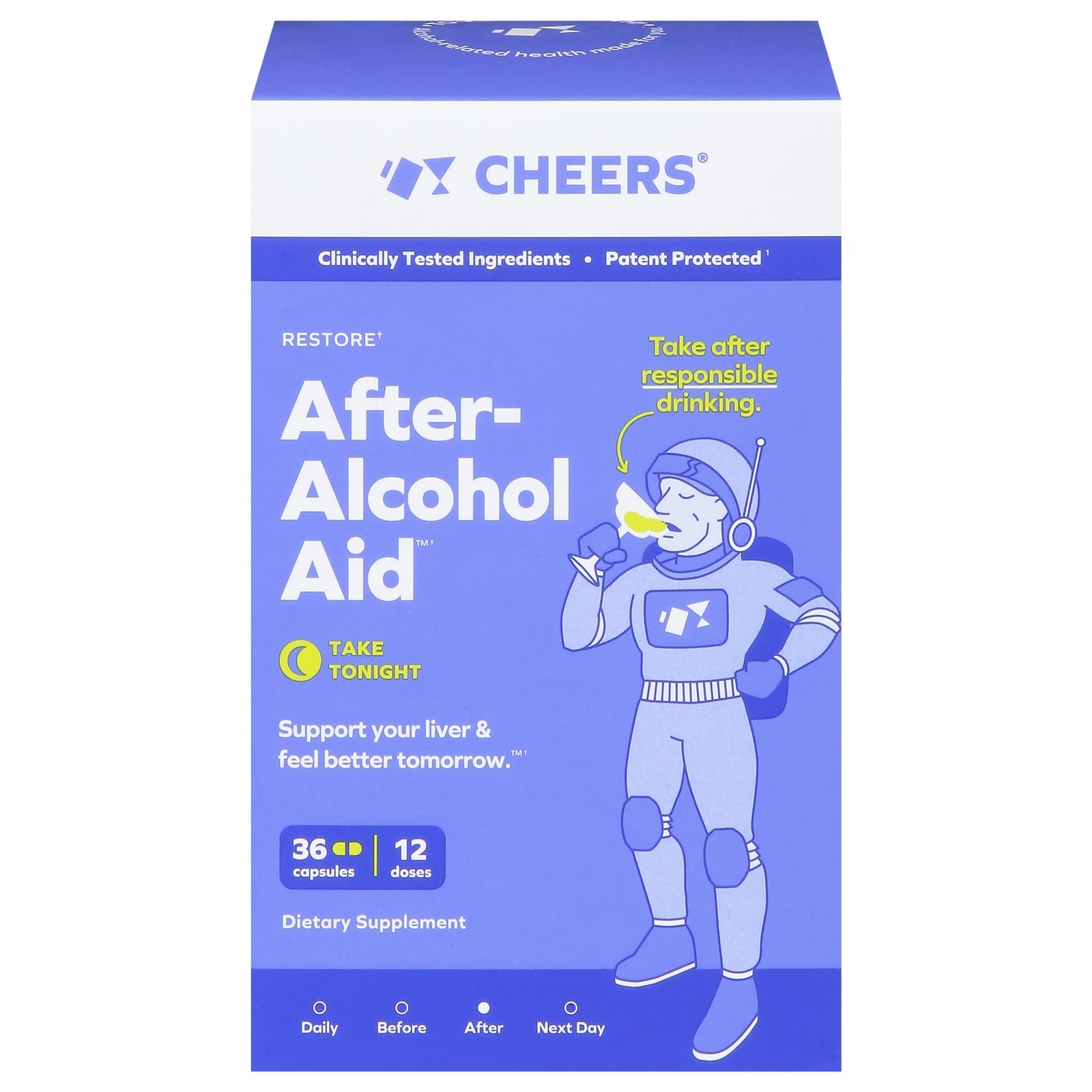 Cheers Restore, After-Drinking Aid, 1200mg DHM, 450mg L-Cysteine, Liver ...