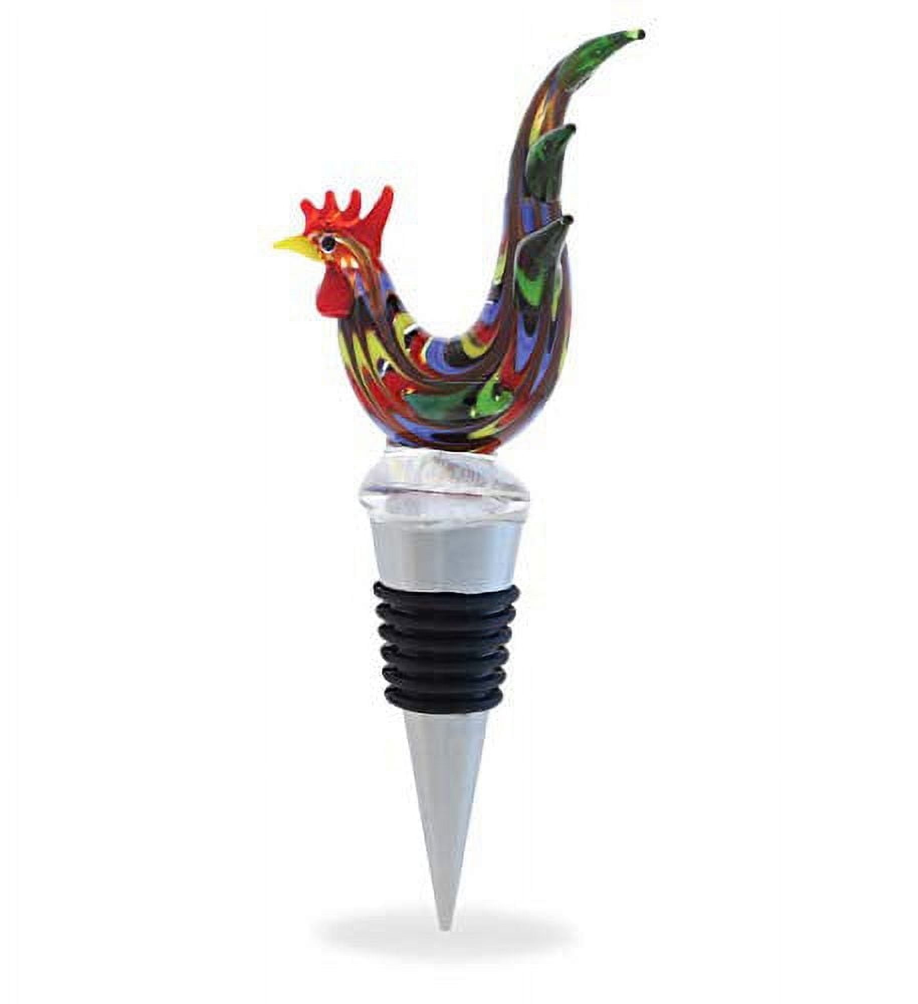 Cheers Rooster Glass Wine Bottle Stopper - Elegant Vaccum Bottle Sealer ...