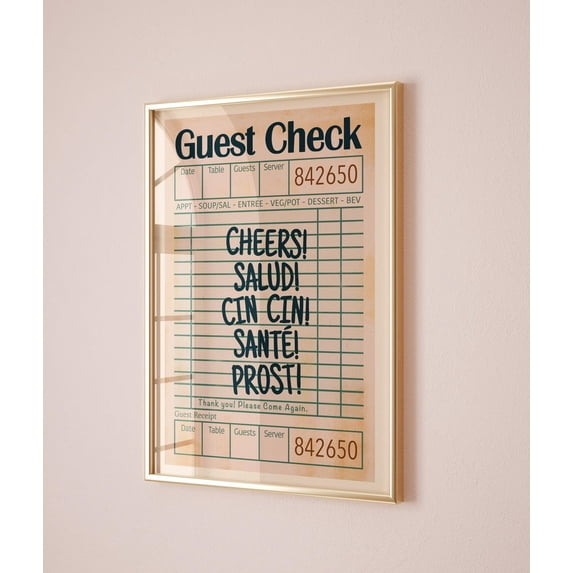 Cheers Salud Cin Poster Trendy Bar Cart Wall Art Aesthetic Guest Check ...