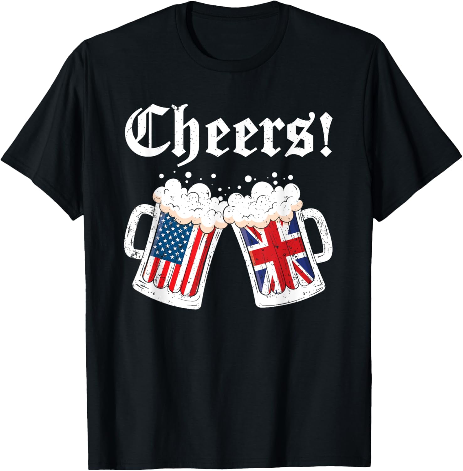 Cheers Shirt Women Men British American Flag Beer Mug Cheers T-Shirt ...