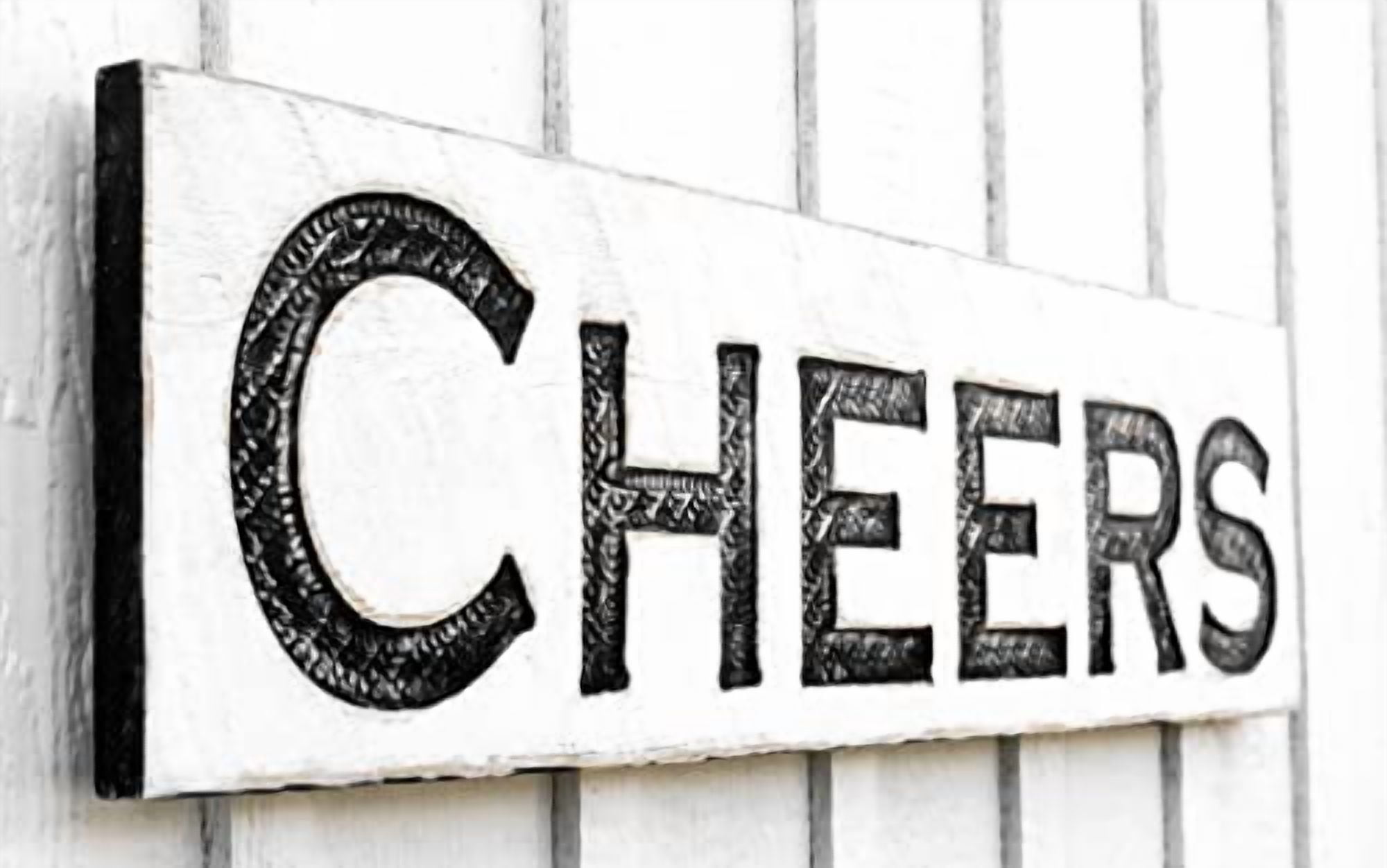 Cheers Sign Horizontal | 40" wide x 10" tall | Carved in a Wood Board ...