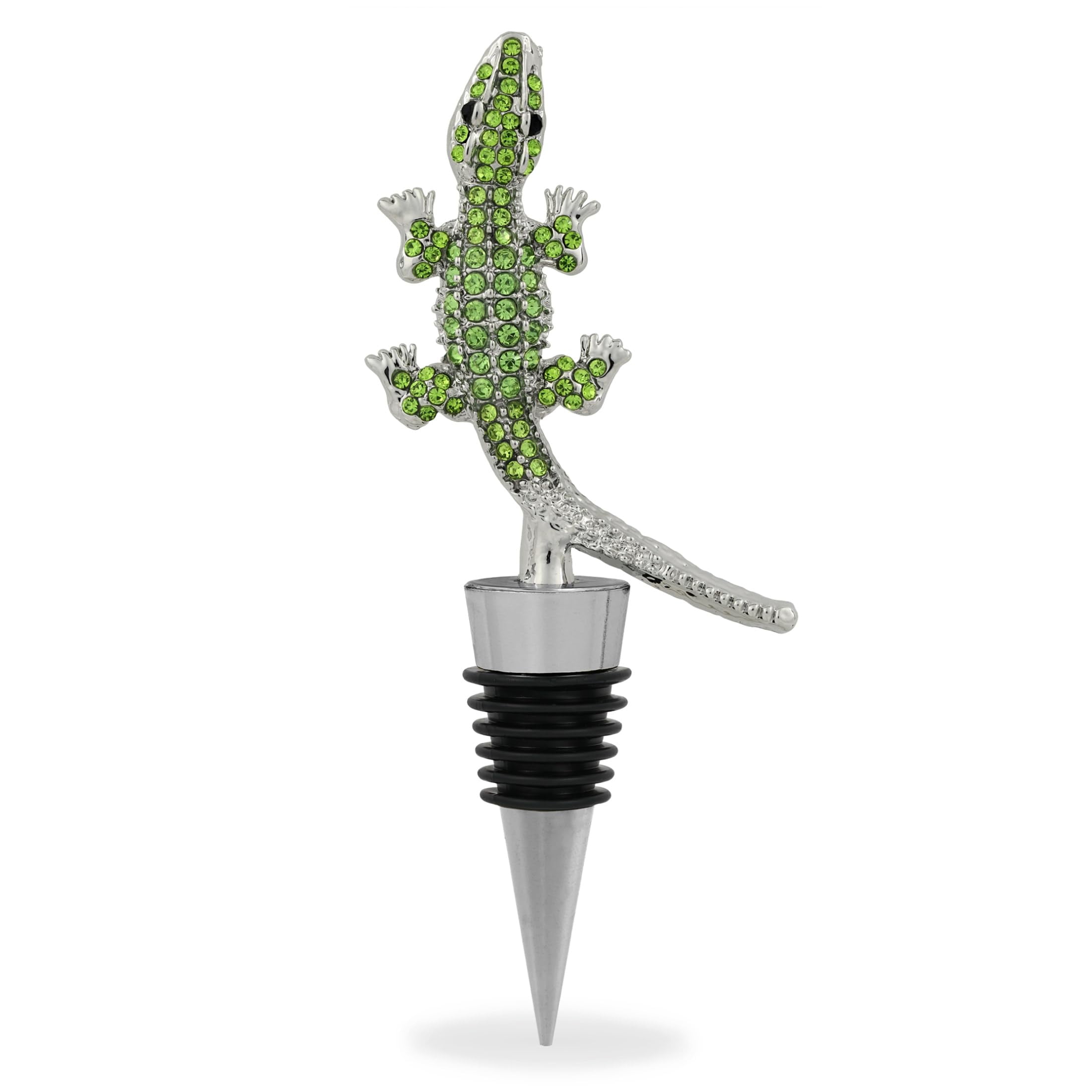 Cheers Silver Alligator Wine Bottle Stopper with Rhinestone Crystals ...